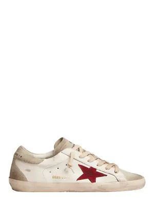 GOLDEN GOOSE Superstar Mixed Leather Low-Top Sneakers White/ice/red