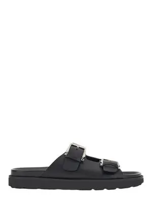 FERRAGAMO Double-buckle Strap Sandals - Black