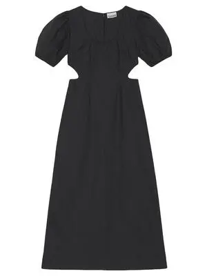 GANNI Cut-out Organic Cotton Dress - Black