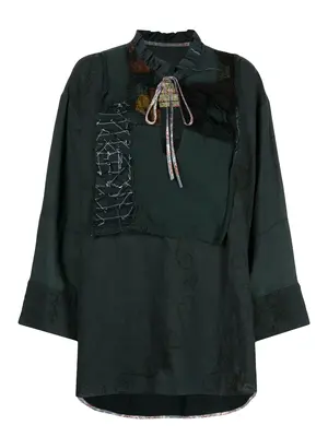 By Walid Patchwork Cotton Tunic - Green