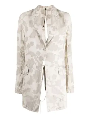 Masnada Embroidered Floral Blazer - Neutrals
