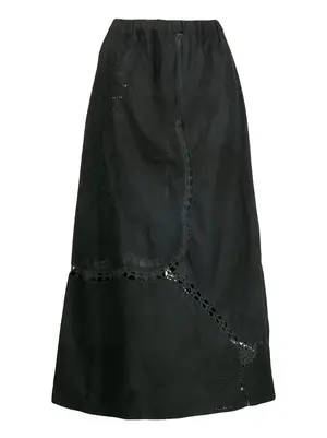 BY WALID By Walid Embroidered Cotton Long Skirt