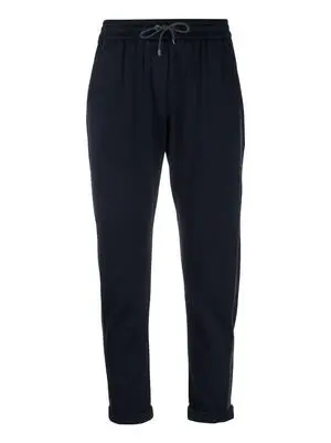 Brunello Cucinelli Monili-trimmed Cropped Track Pants - Blue