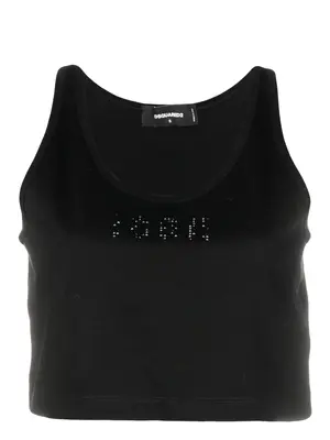 Dsquared2 Icon Rhinestone-embellished Crop Top - Black
