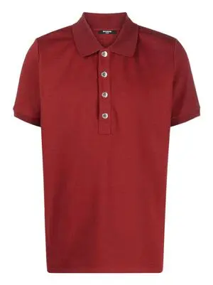 Balmain Monogram-pattern Piqué Polo Shirt - Red