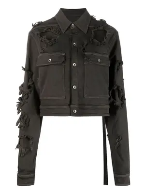 Rick Owens Distressed Cropped Jacket - Grey