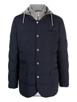 Brunello Cucinelli Feather-down Hooded Jacket - Blue