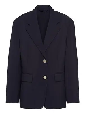 Prada Prada Single-Breasted Wool Blazer Blue