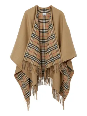 Burberry Check-pattern Reversible Wool Cape - Neutrals