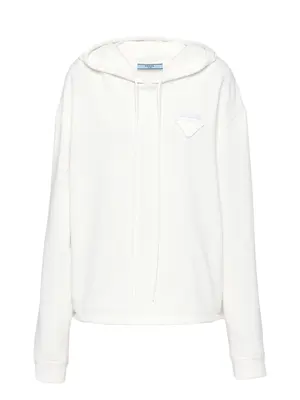 Prada Cotton Hoodie With Triangle Logo - White