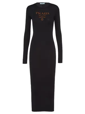 Prada Logo-print Silk Midi Dress - Black