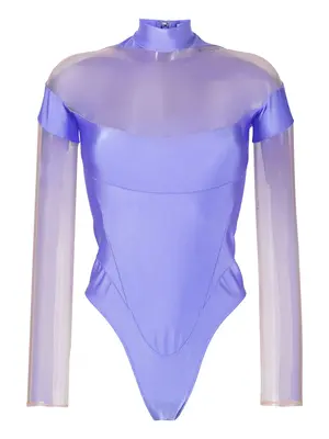 MUGLER Sheer Panelling Long-sleeved Body - Purple