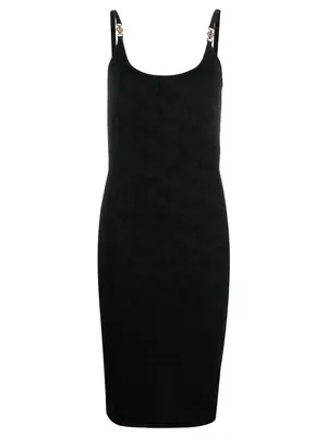 Versace La Greca Knitted Midi Dress - Black
