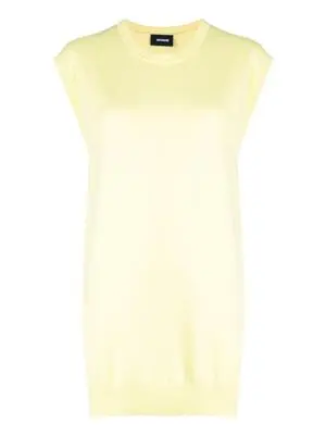 We11Done Cap-sleeved Fine-knit Dress - Yellow