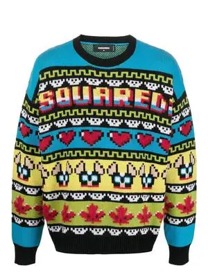 Dsquared2 Jacquard Crew Neck Jumper - Blue