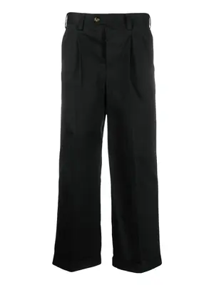 PT TORINO Pleated Cropped Trousers - Black