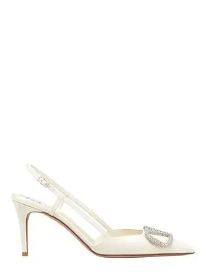 Valentino Garavani 80mm Vlogo Signature Slingback Pumps - White