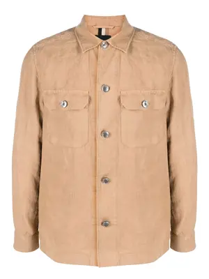 BOSS Long-sleeved Linen Overshirt - Neutrals
