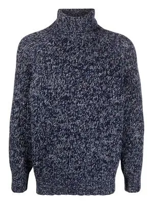 Brunello Cucinelli Mélange High-neck Thick-knit Jumper - Blue