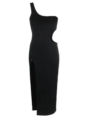 NISSA One-shoulder Cut-out Midi Dress - Black