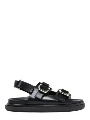 ALOHAS Harper Leather Flat Sandals - Black