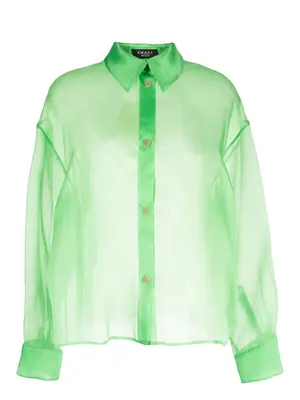 A.W.A.K.E. Mode Semi-sheer Silk-organza Shirt - Green