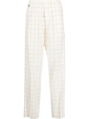 UNDERCOVERISM Windowpane-print Wide-leg Trousers - Neutrals