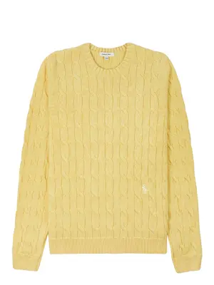 SPORTY & RICH Logo-embroidered Cable-knit Jumper - Yellow