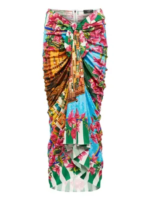 Dolce & Gabbana Portofino Silk Midi Skirt - Multicoloured