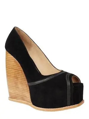 ZIGI Domenika Peep Toe Wedge Sandal - Blk Suede