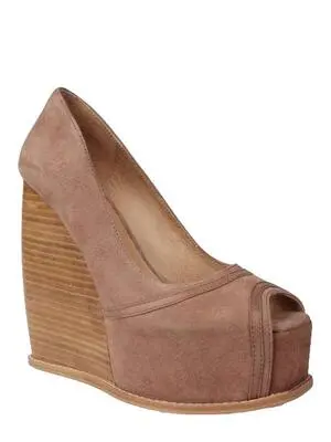 ZIGI Domenika Peep Toe Wedge Sandal - Taupe Sued