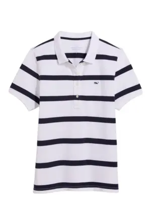 Vineyard Vines Vineyard Vines Heritage Cotton Polo Ostripe - White/ Navy