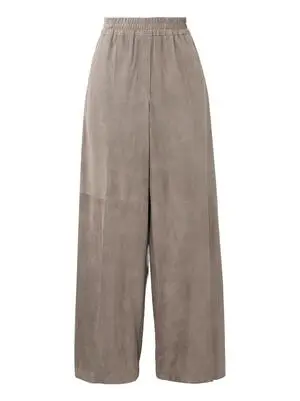 Brunello Cucinelli Suede Wide-leg Pants - Brown