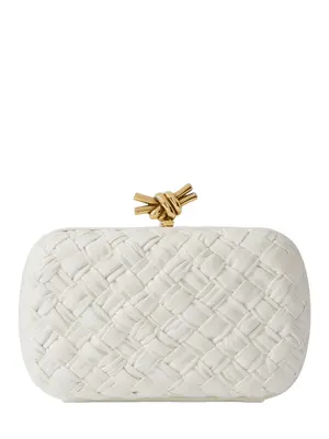Bottega Veneta Long Andiamo Intrecciato Leather Clutch White