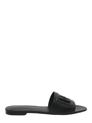 Dolce & Gabbana Cutout DG Flat Slide Sandals Black
