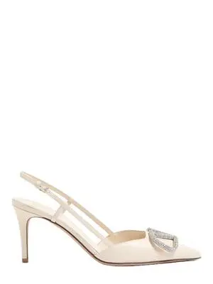 Valentino Garavani Vlogo Slingback Pump - Light Ivory/crystal