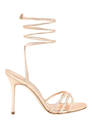 Manolo Blahnik Leva 105 Leather Sandal Copper