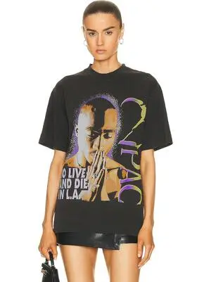 SIXTHREESEVEN 2pac To Live And Die In La T-shirt - Washed Black