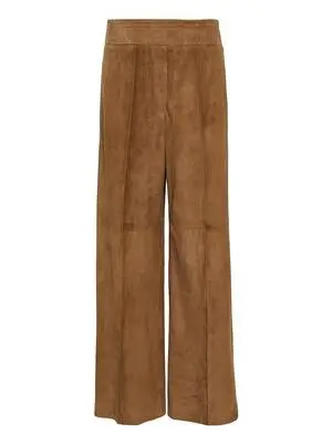Brunello Cucinelli Wide-leg Suede Pants - Brown
