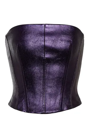 Stouls Rosalia Metallic Leather Bustier - Purple