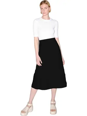 Rosetta Getty Flared Midi Skirt - Black