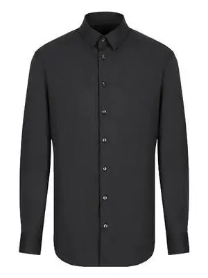 Giorgio Armani Plain-knit Stretch Cotton Shirt - Black