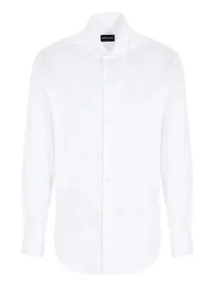 Giorgio Armani Plain-knit Stretch Cotton Shirt - White