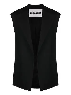 JIL SANDER Tailored Vest With Frayed Edges - Black