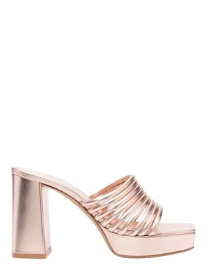 GIANVITO ROSSI Gianvito Rossi Lena Metallic-Effect Mules Pink