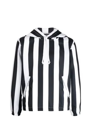 BLACK COMME DES GARÇONS Striped Long-sleeved Hoodie - White
