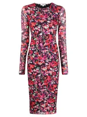 Patrizia Pepe Floral-print Tulle Midi Dress - Red