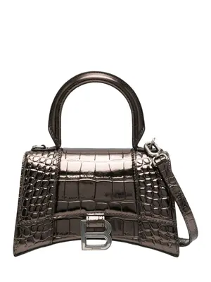 Balenciaga Hourglass Xs Crocodile-embossed Tote Bag - Brown