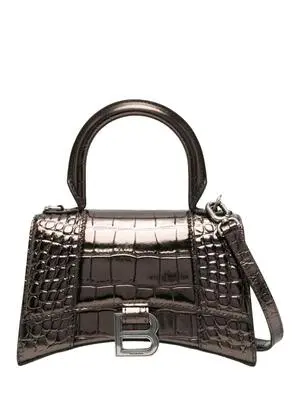 Balenciaga Hourglass Xs Crocodile-embossed Tote Bag - Brown