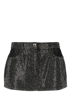 Patrizia Pepe Crystal-embellished Denim Mini Skirt - Black